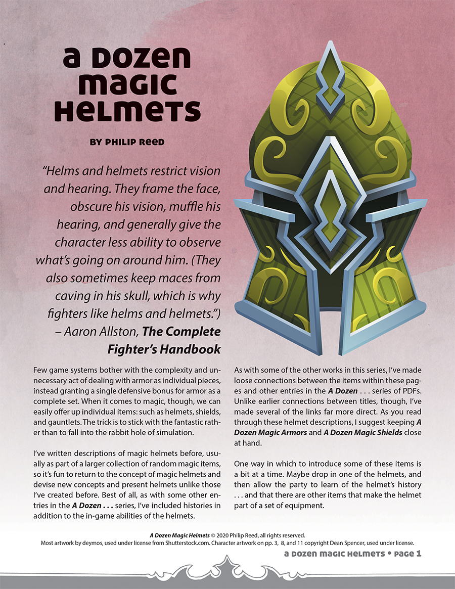 A Dozen Magic Helmets - Philip Reed Games | DriveThruRPG