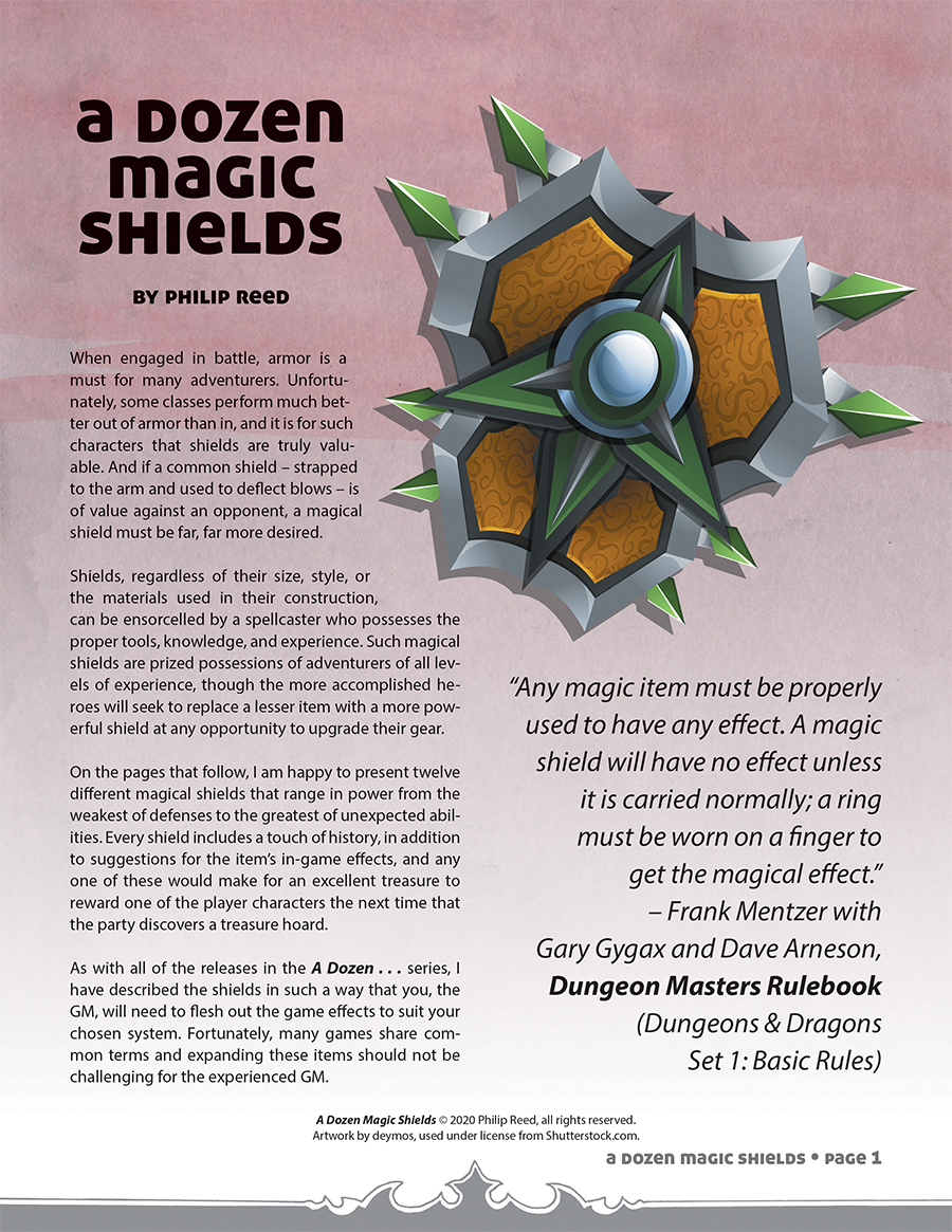 A Dozen Magic Shields - Philip Reed Games | DriveThruRPG