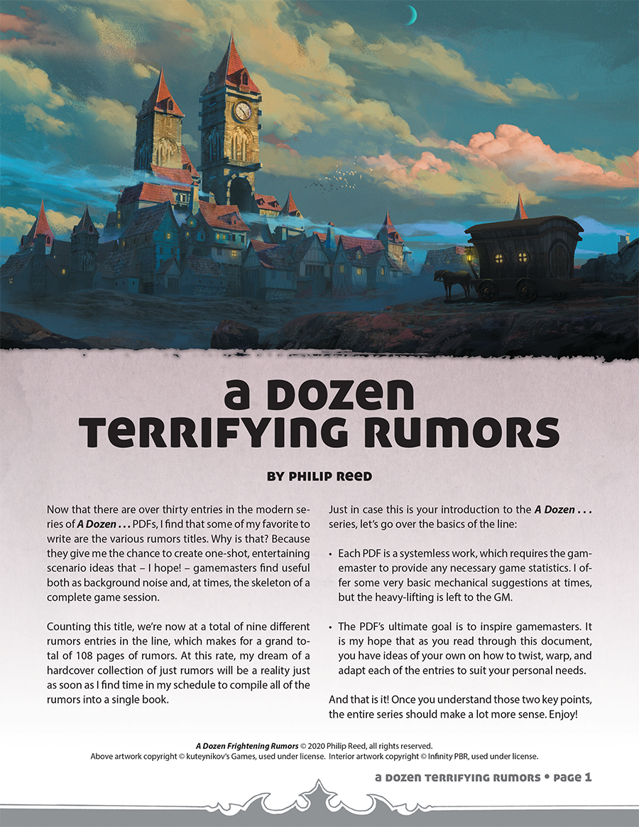 A Dozen Terrifying Rumors - Philip Reed Games | DriveThruRPG