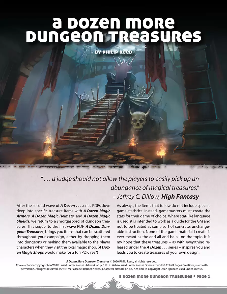 A Dozen More Dungeon Treasures - Philip Reed Games | DriveThruRPG