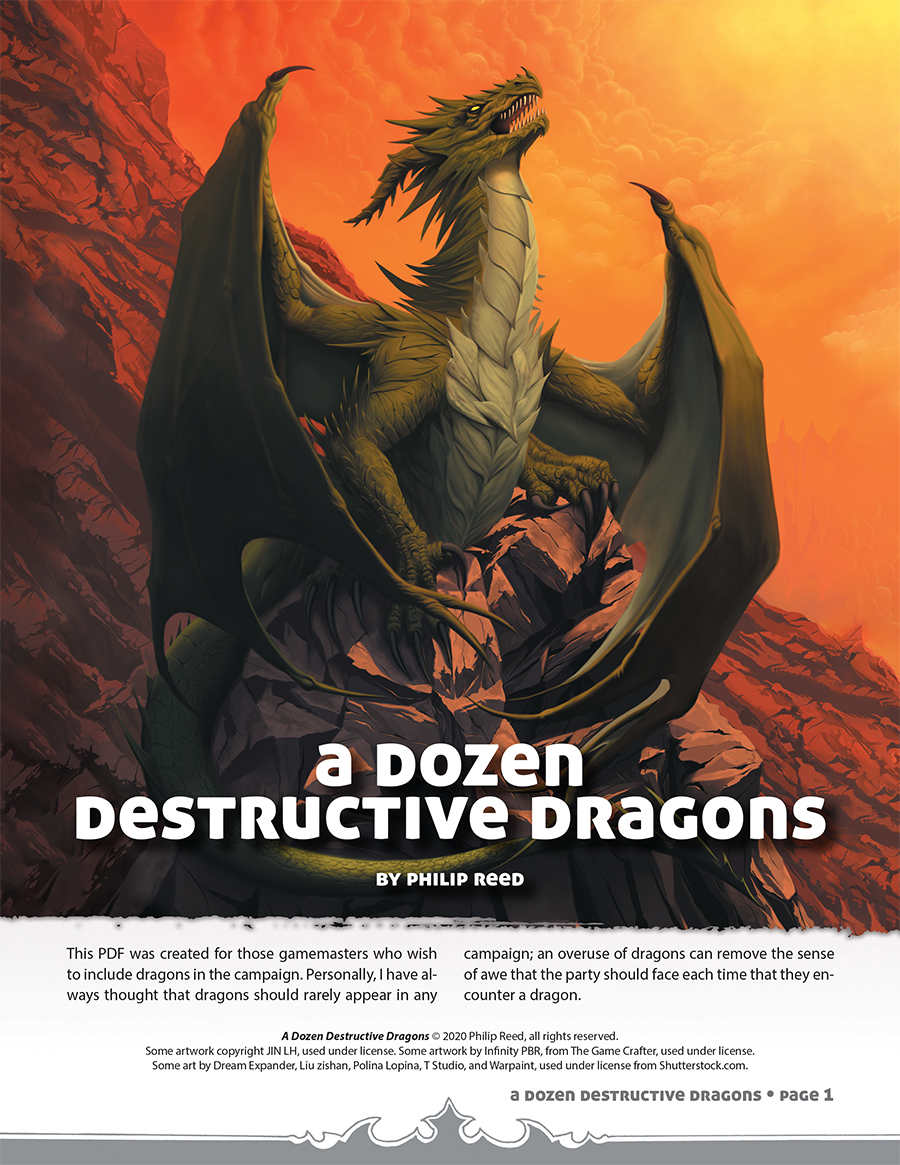 A Dozen Destructive Dragons - Philip Reed Games | DriveThruRPG