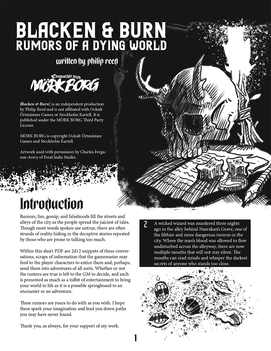 Blacken & Burn, Rumors of a Dying World for Mörk Borg - Philip Reed ...