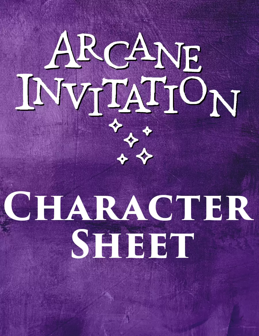 Arcane Invitation Character Sheet - Kelly Black | DriveThruRPG