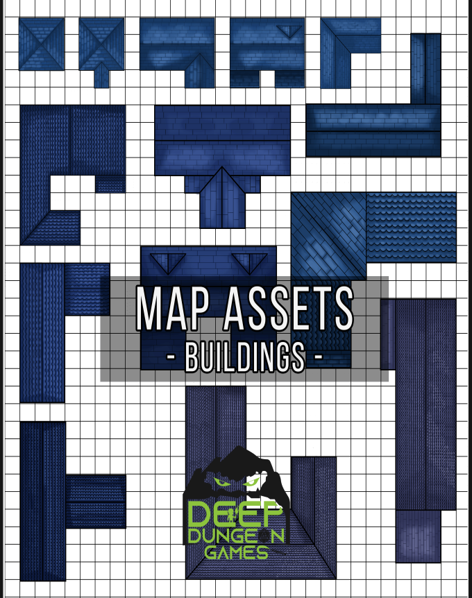 Blue Building Map Assets - Deep Dungeon Games | DriveThruRPG