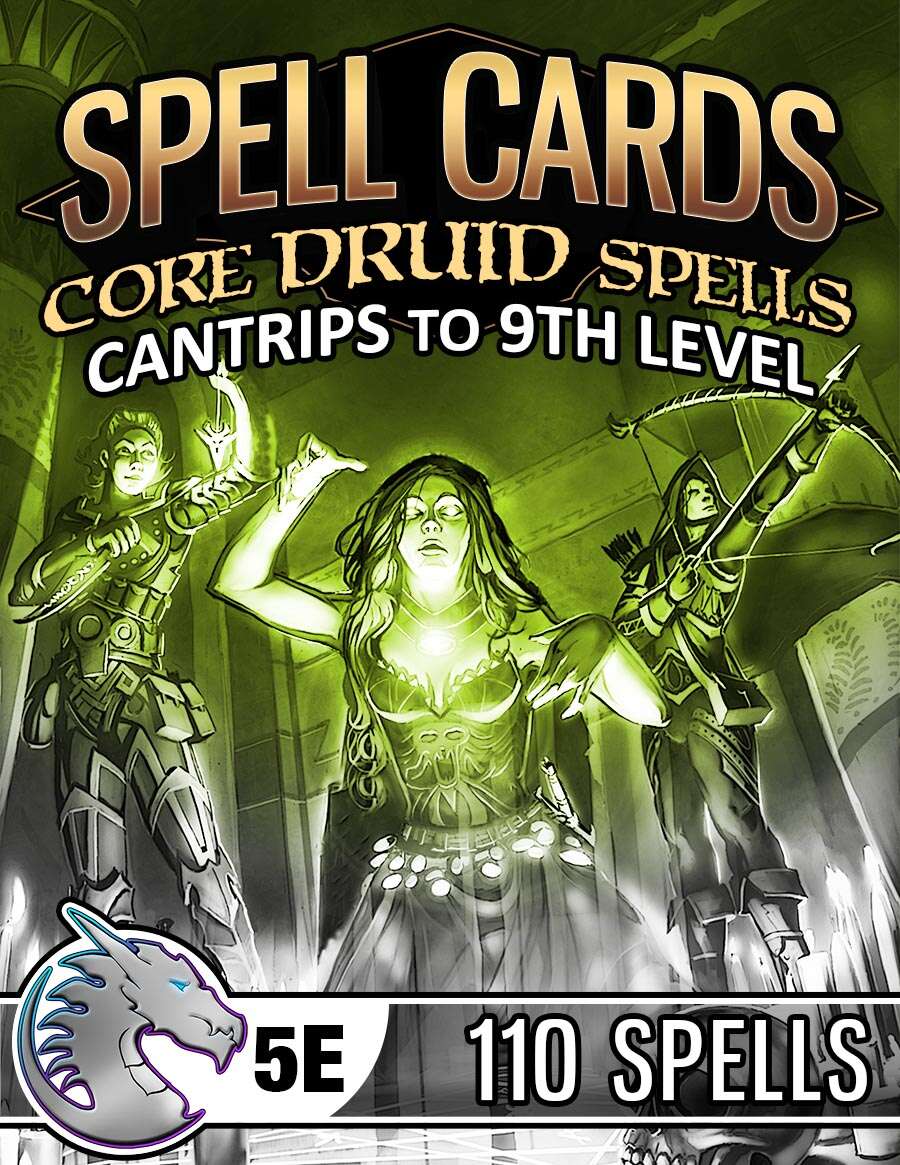 Spell Cards (5E) - Core Druid Set - Platinum Dragon Productions | Spell ...