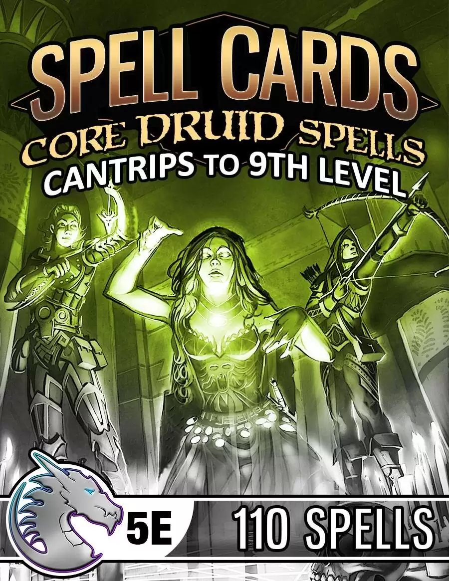 Spell Cards (5E) - Core Druid Set - Platinum Dragon Productions | Spell ...
