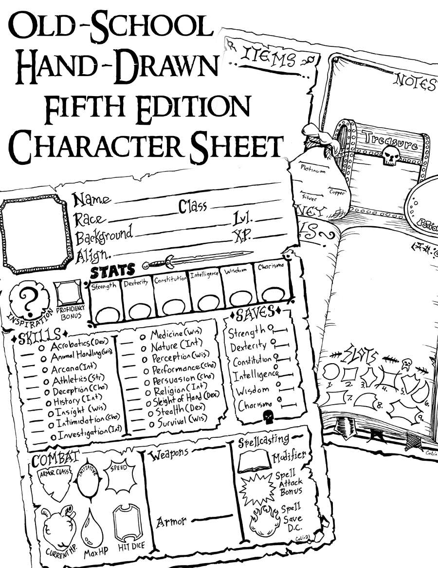 Old-School Hand-Drawn Fifth Edition Character Sheet - Colin Richards ...