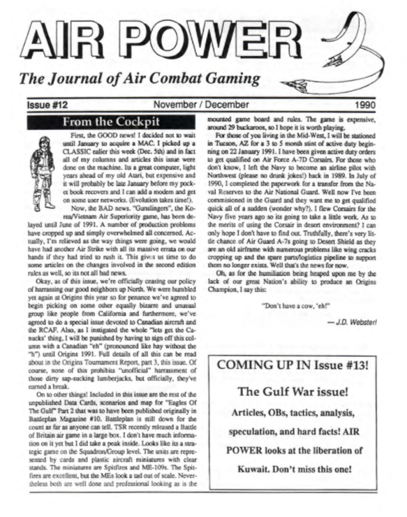 AP Journal of Air Combat Gaming #12 - Airpower Publications J.D. Webster | DriveThruRPG