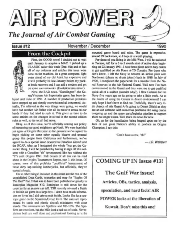 AP Journal of Air Combat Gaming #12 - Airpower Publications J.D ...