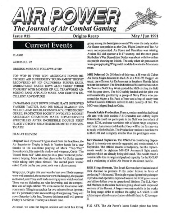 AP Journal of Air Combat Gaming #15 - Airpower Publications J.D ...