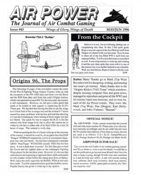 AP Journal of Air Combat Gaming #45 - Airpower Publications J.D ...