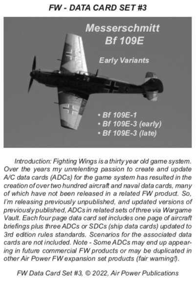 Fighting Wings ADC set #3, Early Bf 109E - Airpower Publications J.D ...