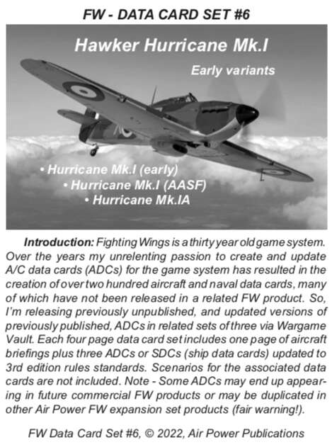 Fighting Wings ADC set #6, Early Hurricanes - Airpower Publications J.D ...