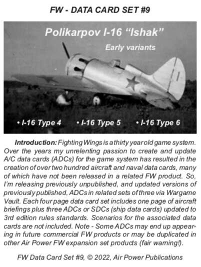 Fighting Wings ADC set #9, Early I-16s - Airpower Publications J.D ...