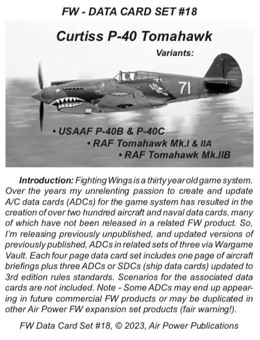 Fighting Wings ADC set #18, P-40 Tomahawk variants - Airpower ...