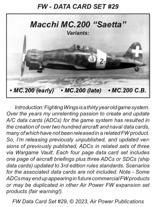 Fighting Wings ADC set #29, Macchi MC200 variants - Airpower ...