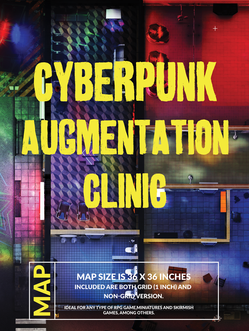 Cyberpunk Augmentation Clinic - Battlemap for RPG and Minis - Lion Banner Games | DriveThruRPG