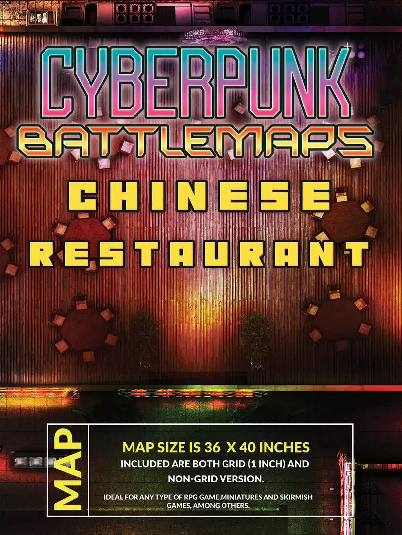 Cyberpunk Chinese Restaurant Battlemap - Lion Banner Games | DriveThruRPG