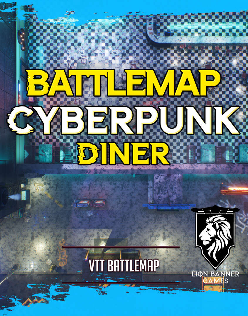 Cyberpunk Diner and & Alleys Battlemap - Lion Banner Games | DriveThruRPG