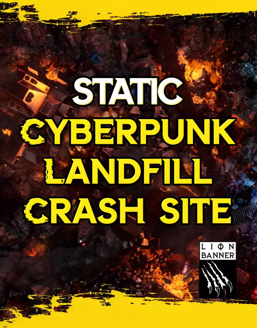Cyberpunk Landfill Crash Site - Static Battlemap - Lion Banner Games | DriveThruRPG