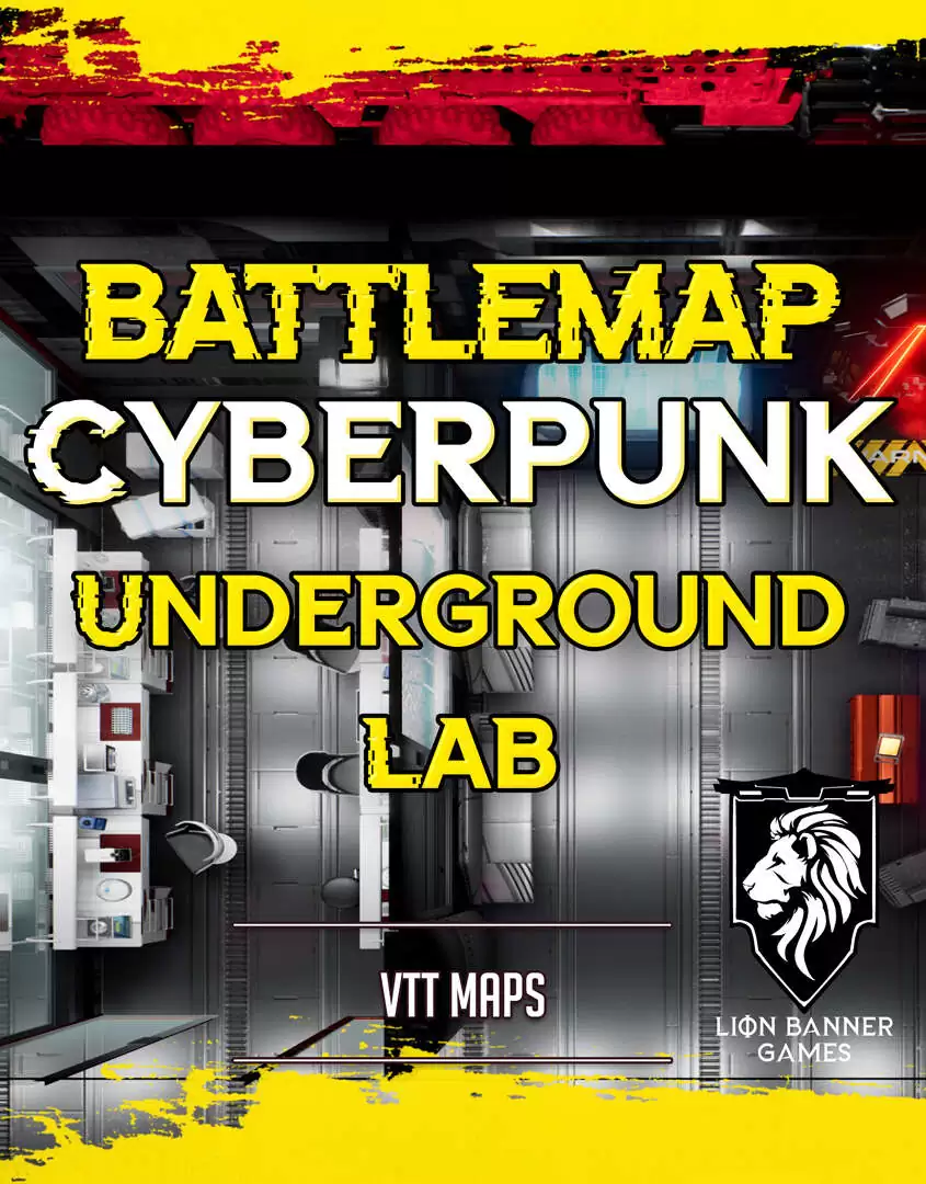 Cyberpunk Underground Lab Static Map - Lion Banner Games | DriveThruRPG