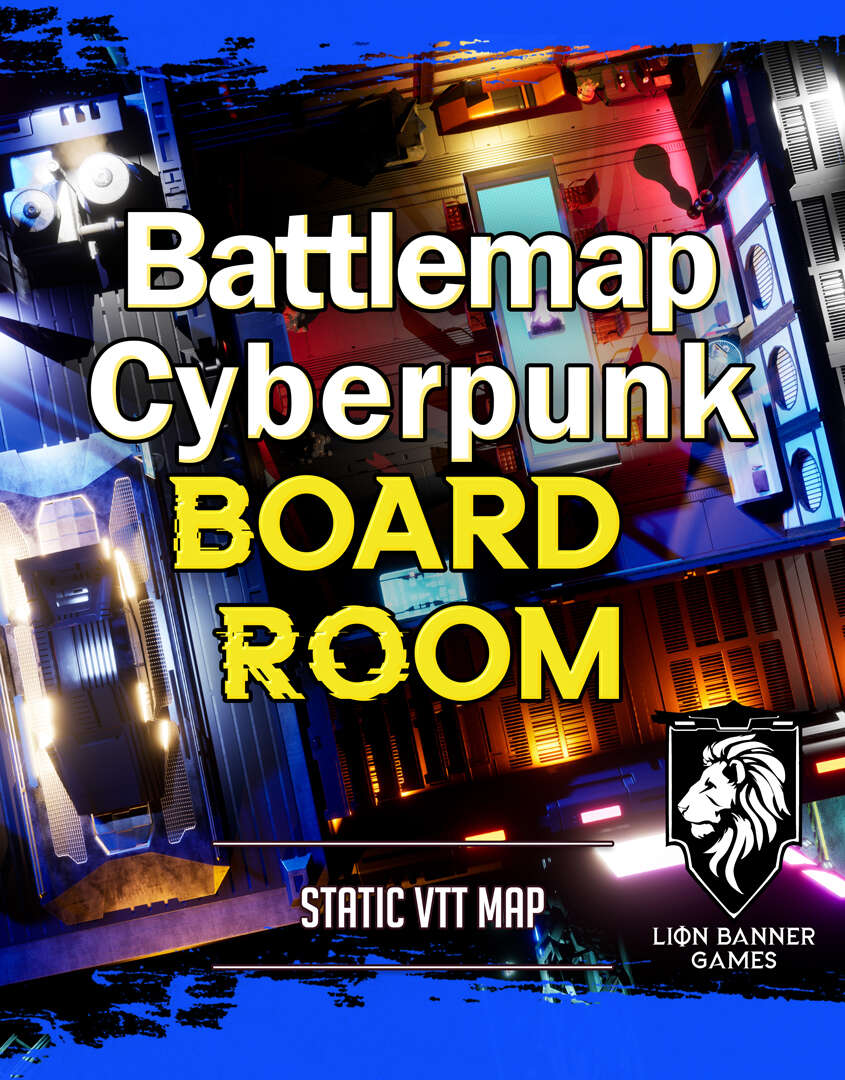 Cyberpunk BoardRoom Static Battlemap - Lion Banner Games | DriveThruRPG