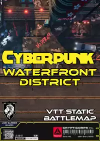 Cyberpunk Seaport - Static Battlemap - Lion Banner Games | DriveThruRPG