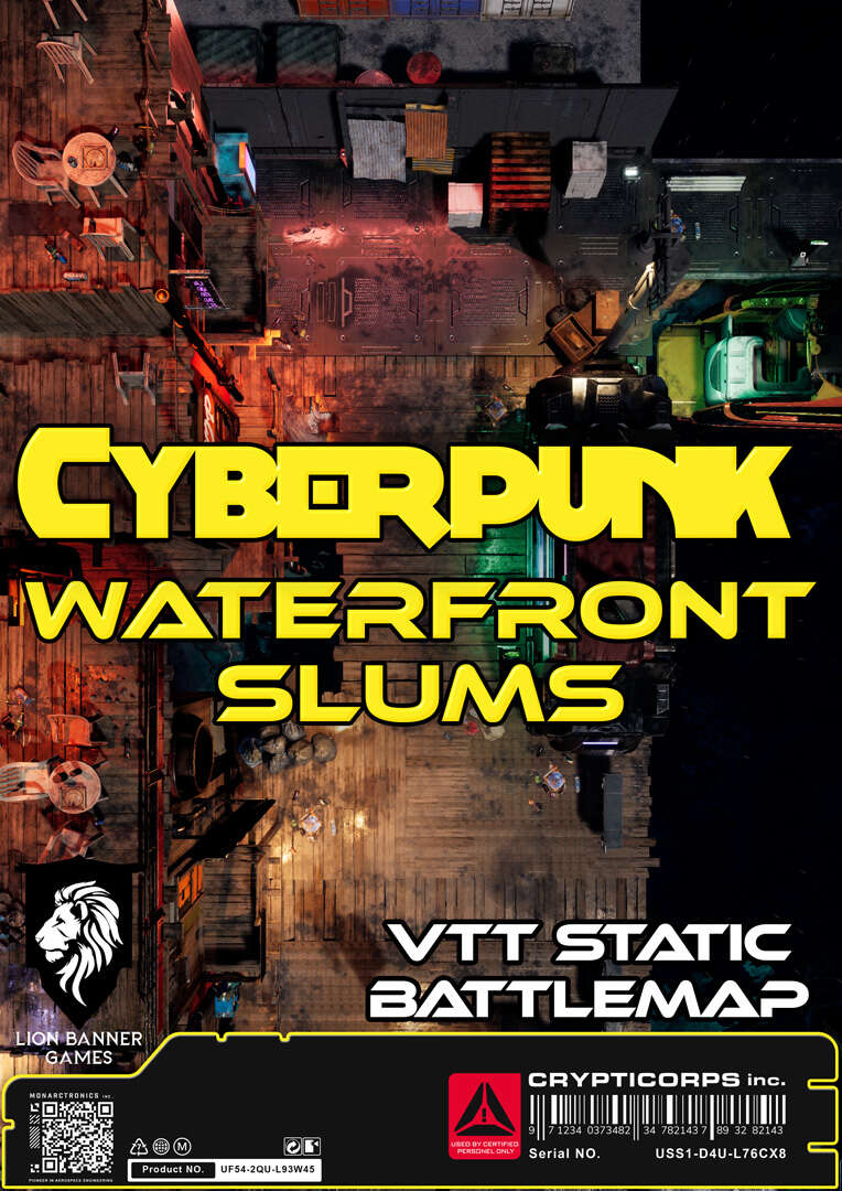 Cyberpunk Waterfront Slums Battlemap Static - Lion Banner Games | DriveThruRPG