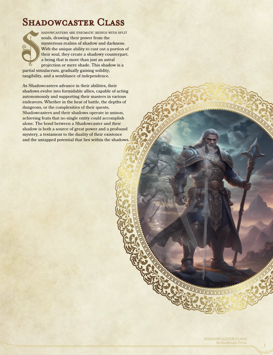 Shadowcaster - 5E Custom Martial or Rogue Class - MediaStream Press ...