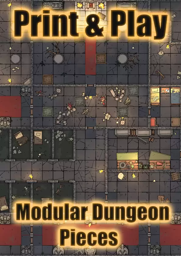Modular Dungeon Rooms | Print, Cut, Play! - Rockdesert | DriveThruRPG