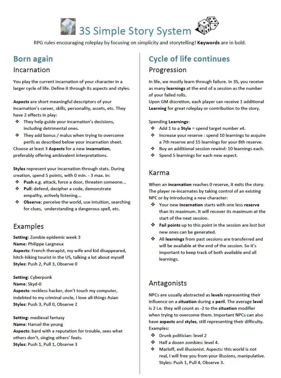 3S - Simple Story System - Tibo Geenen | DriveThruRPG