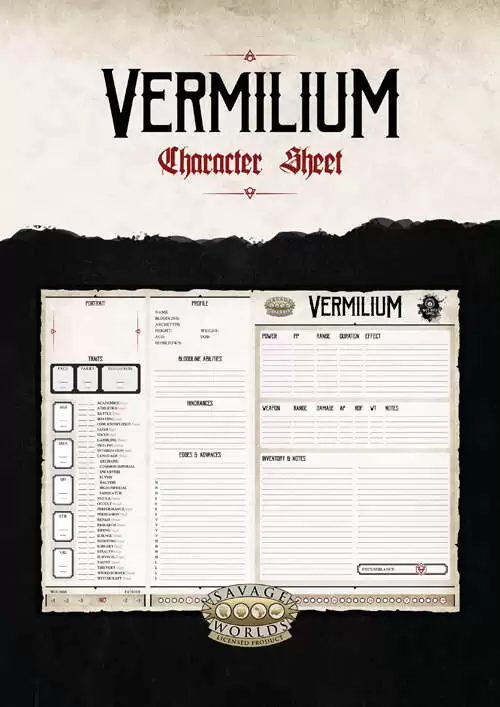 Vermilium Character Sheet (Savage Worlds) - White Witch Games ...