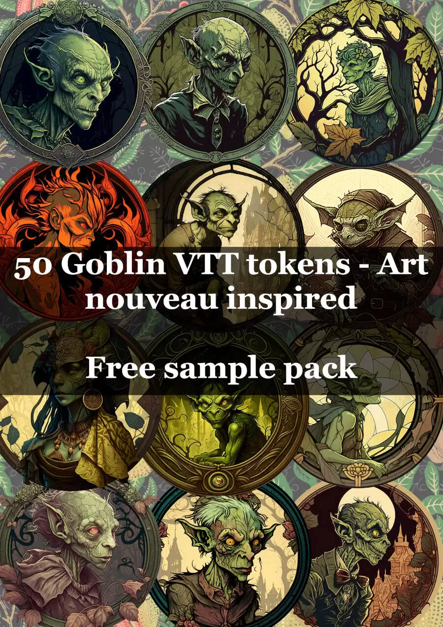 50 Goblin VTT tokens - Art nouveau inspired - Sample pack - Midnight ...