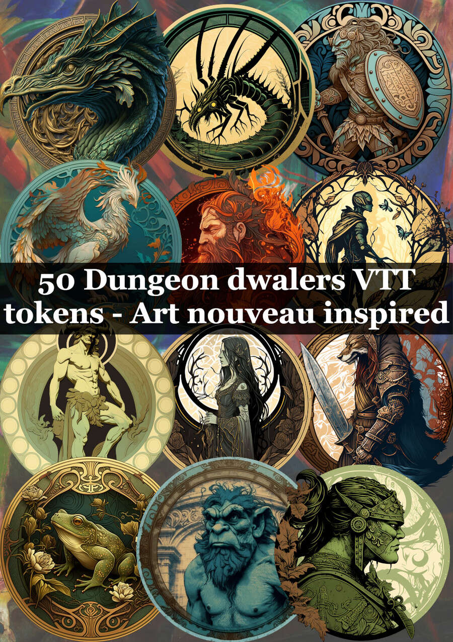 50 Dungeon dwellers VTT tokens - Art nouveau inspired - Midnight Owl ...