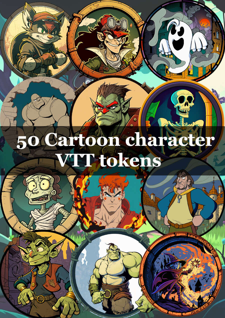 50 Character VTT tokens - Cartoon inspired - Midnight Owl Games ...