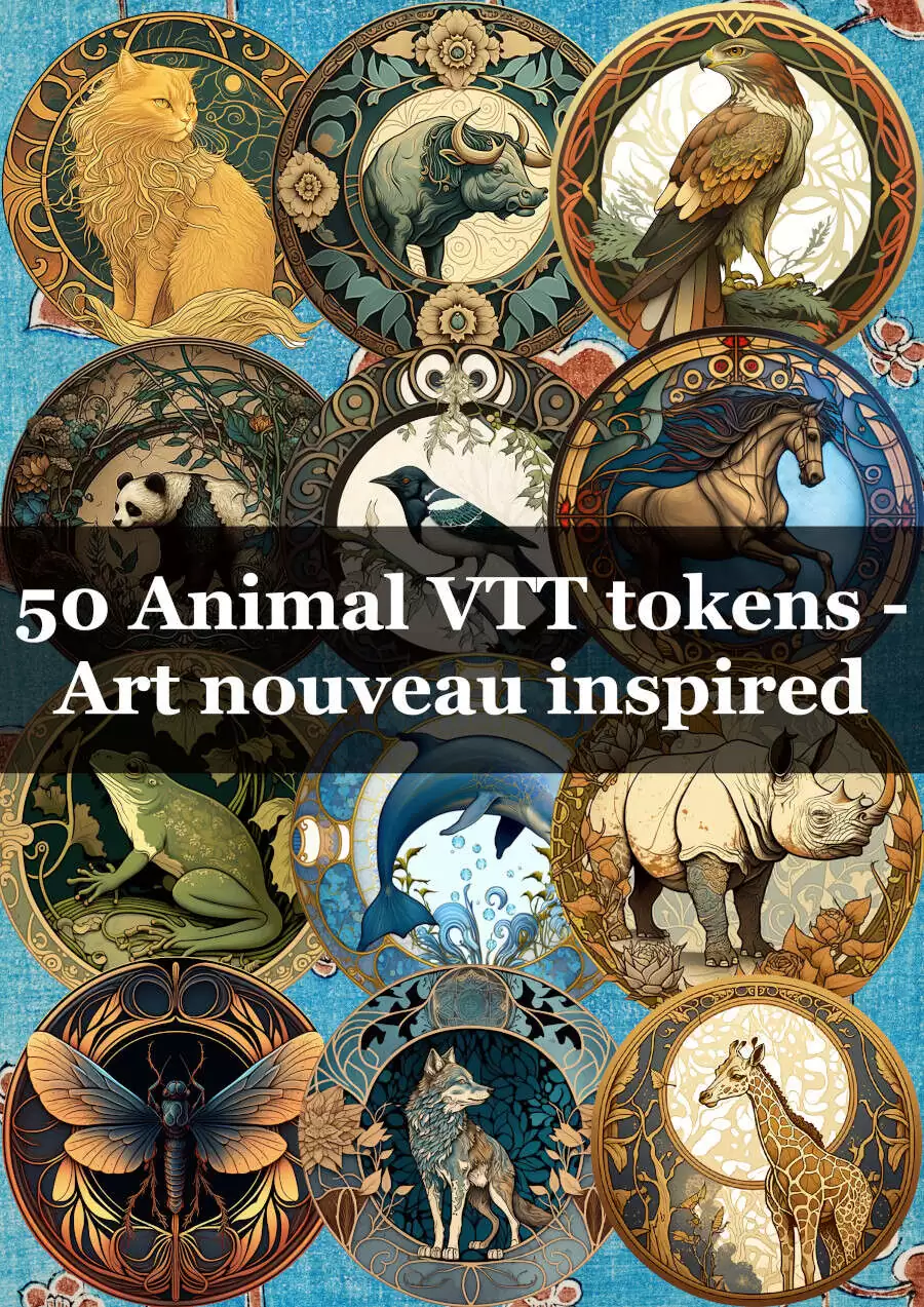 50 Animal VTT tokens - Art nouveau inspired - Midnight Owl Games ...