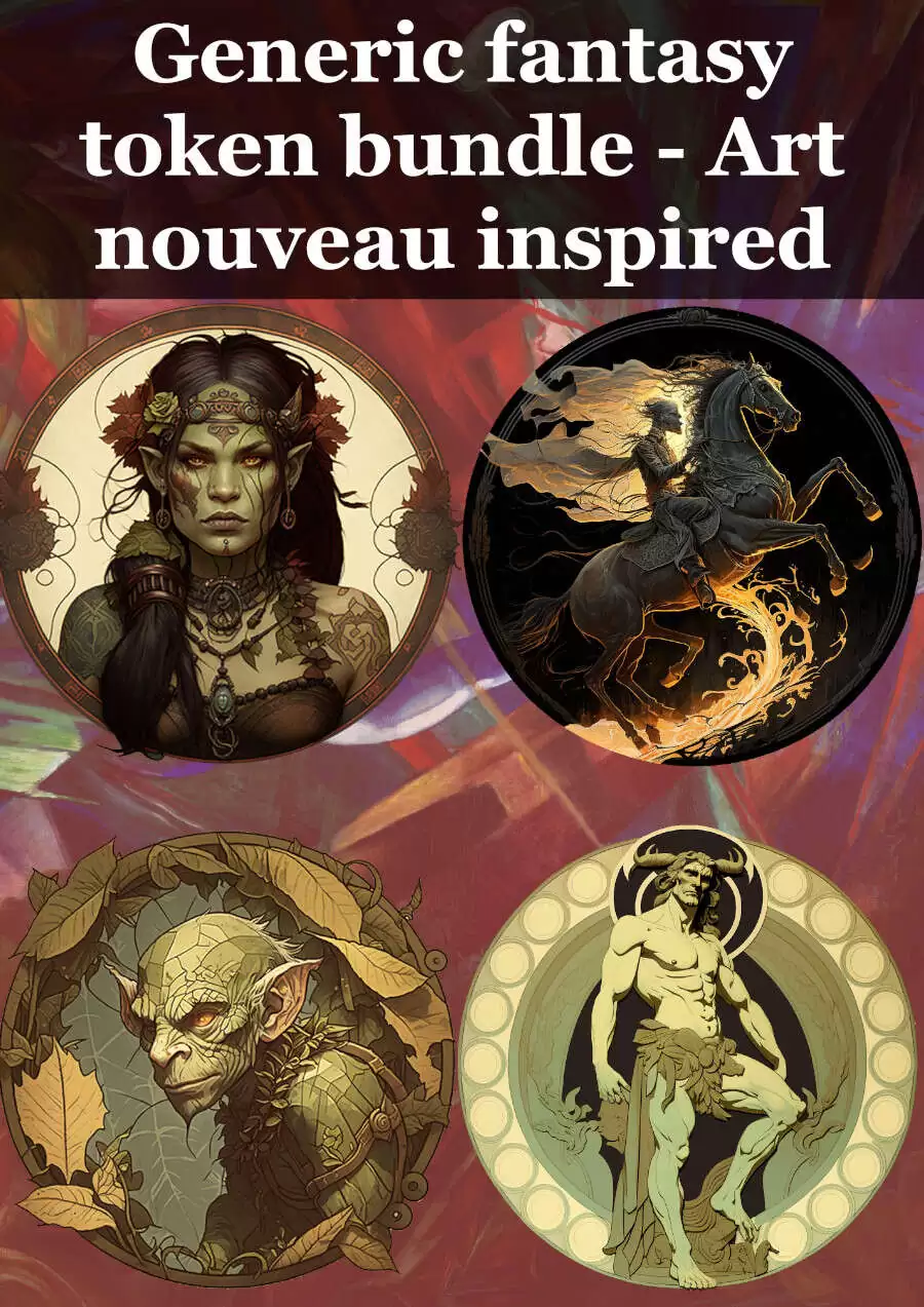 Generic fantasy token bundle - Art nouveau inspired [BUNDLE] - Midnight ...