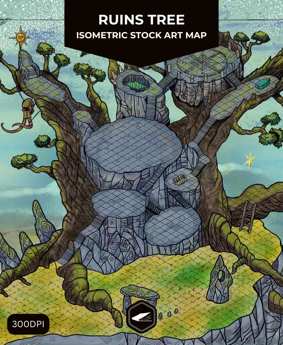 Isometric Ruins Tree Stock Art Map - Fernando Salvaterra | DriveThruRPG