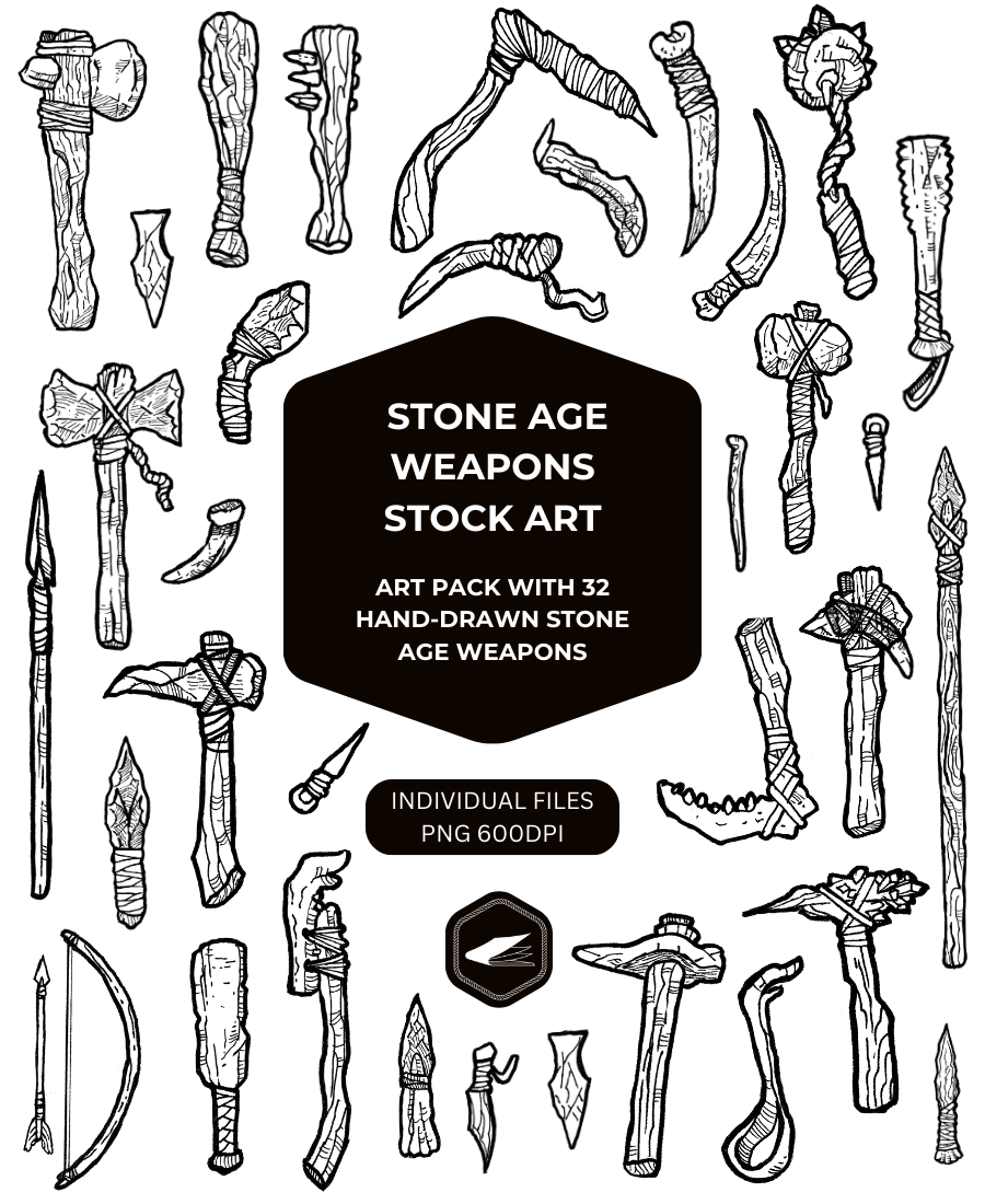 Stone age weapons - Stock art - Fernando Salvaterra | DriveThruRPG