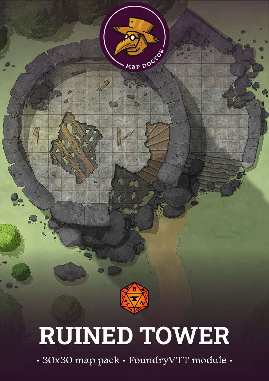 Ruined Tower by Map Doctor - Map Doctor | DriveThruRPG