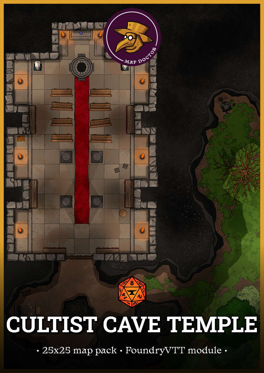 Cultist Cave Temple by Map Doctor - Map Doctor | DriveThruRPG