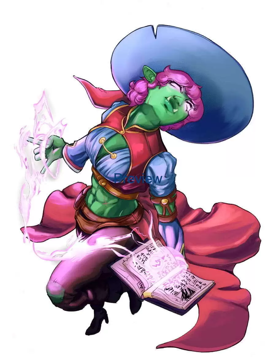Character Art - Blind Orc Wizard with Pink Hair - Wyrmworks | Inclusive ...