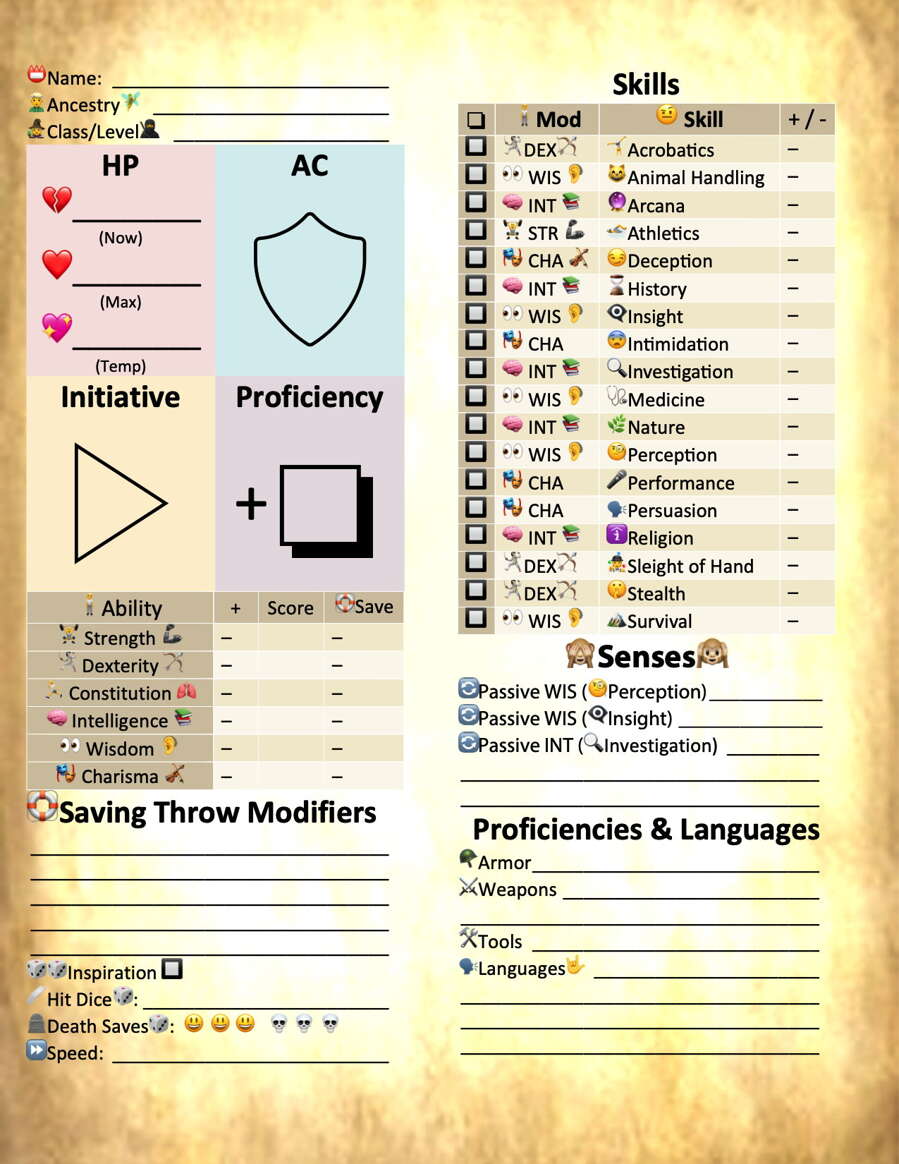 Accessible Character Sheets for D&D Players with Reading & Print ...