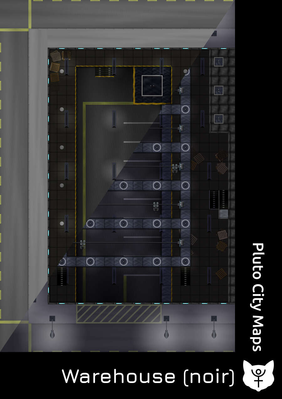 Modern warehouse battlemap NOIR - Pluto City Maps | Modern maps ...