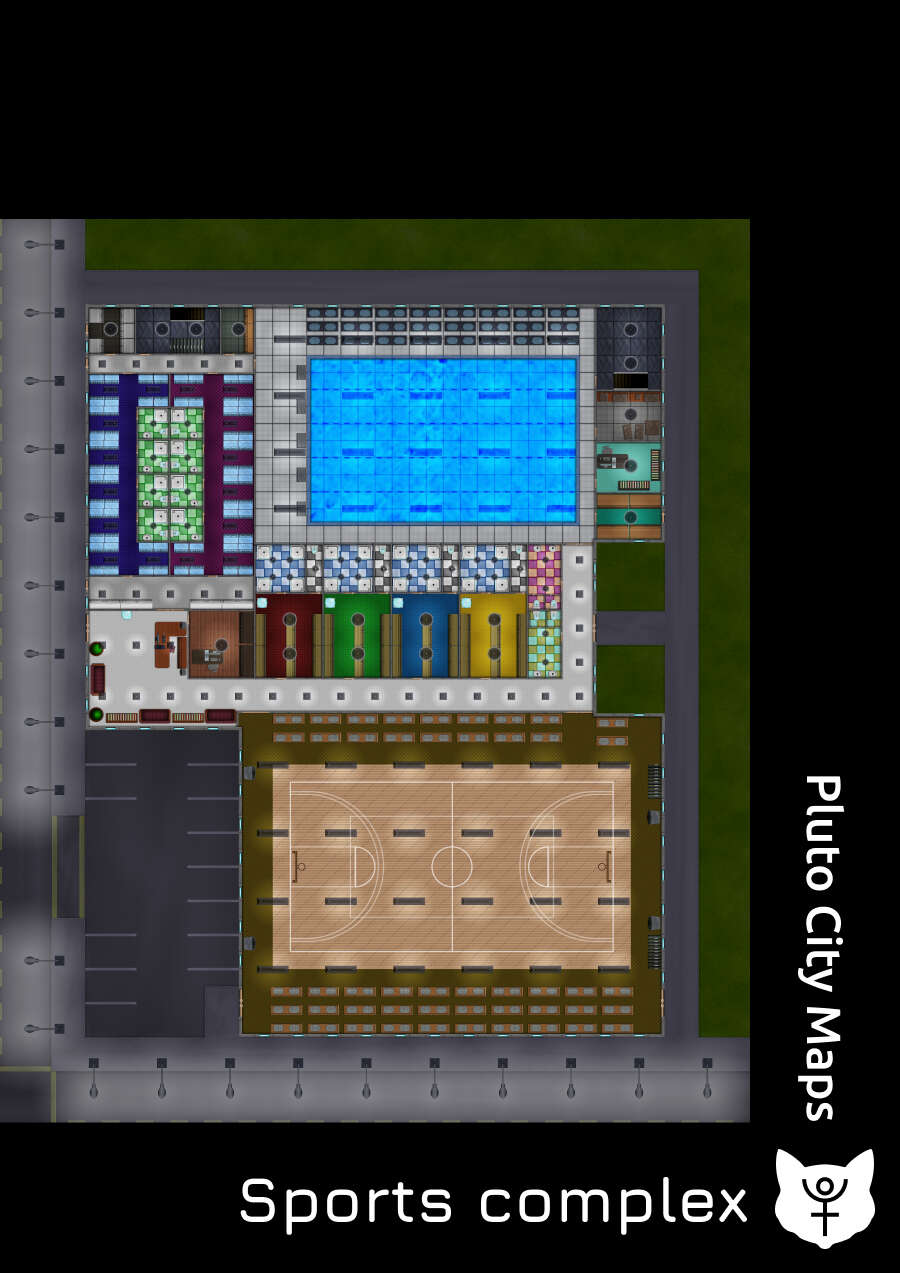Modern sports complex - pool, basketball court and combined - Pluto ...