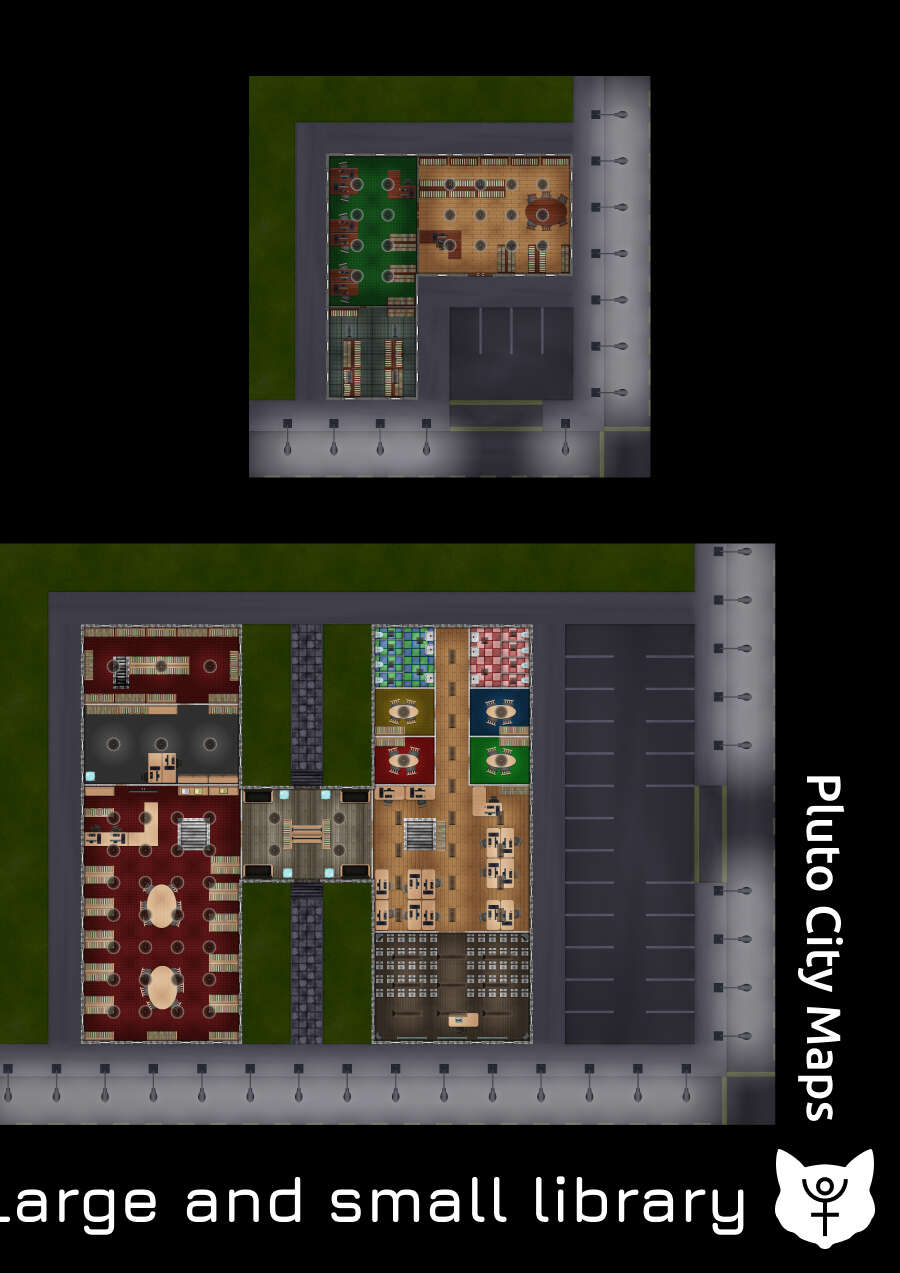 Modern library battlemaps 2 sizes - Pluto City Maps | Modern maps ...