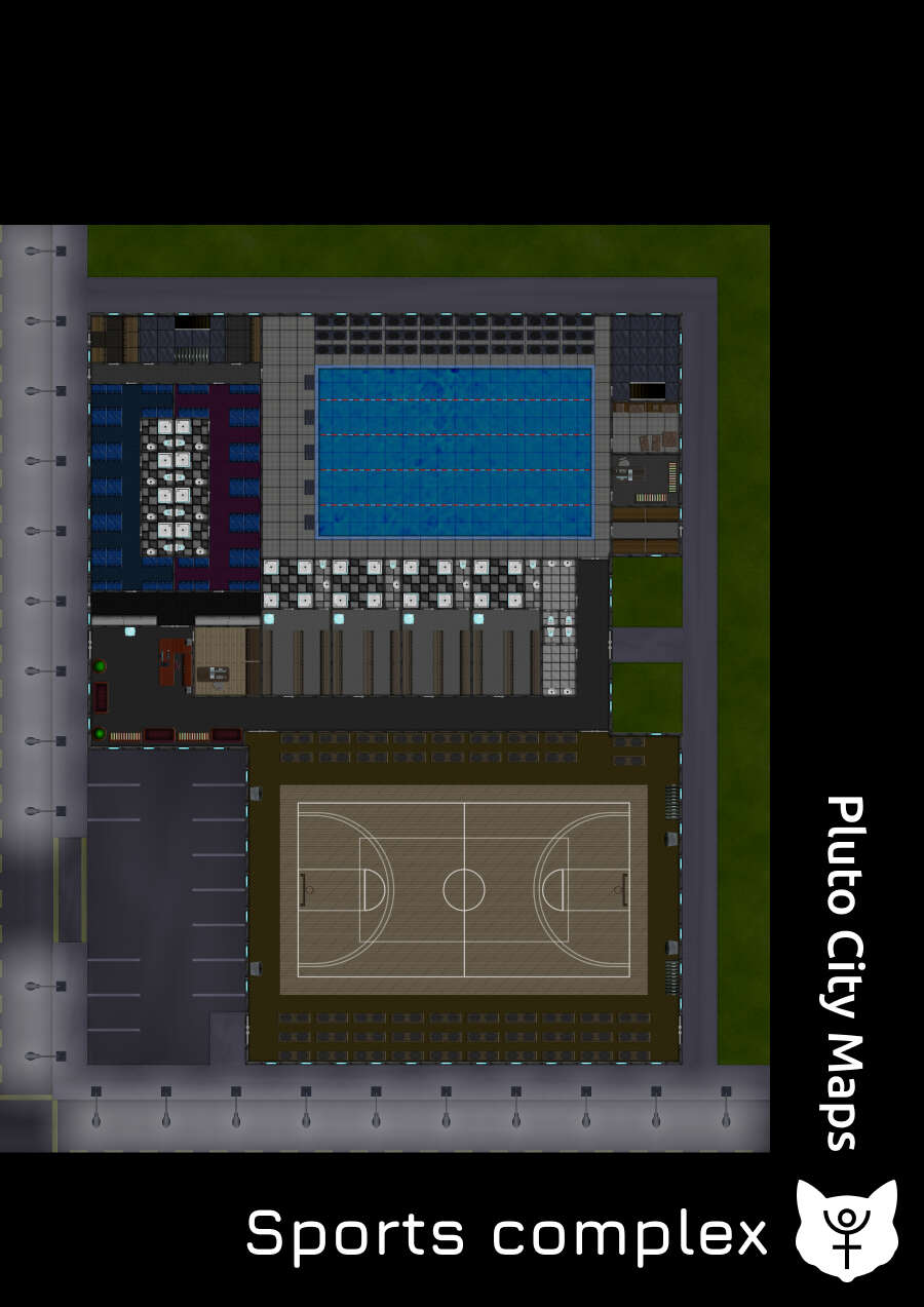 Modern sports complex NOIR - pool, basketball court and combined ...