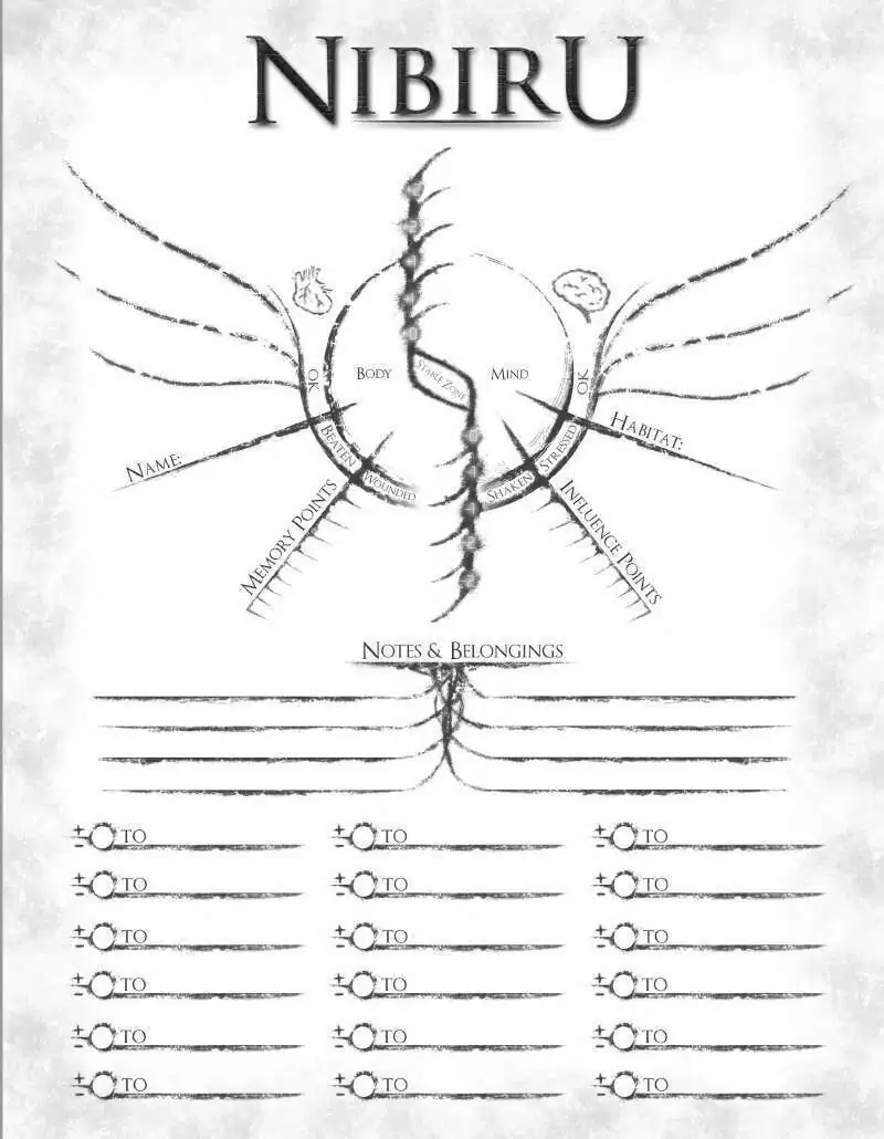 Nibiru Character Sheet (FREE) - Araukana Media | DriveThruRPG