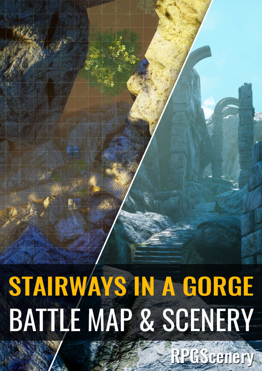 Stairway In A Gorge Battlemaps & Scenery - RPGScenery | DriveThruRPG
