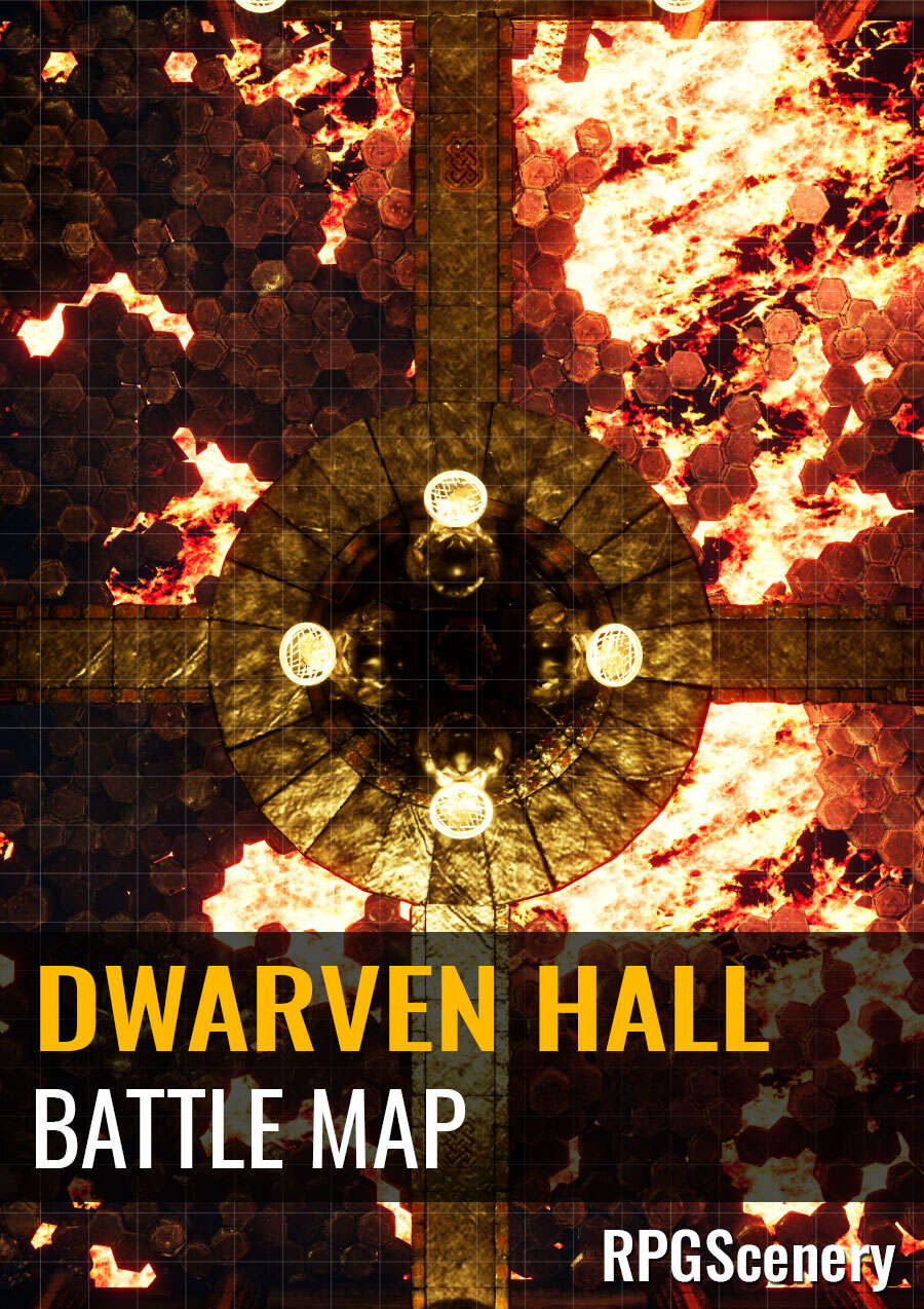 Dwarven Hall Battlemaps - RPGScenery | DriveThruRPG